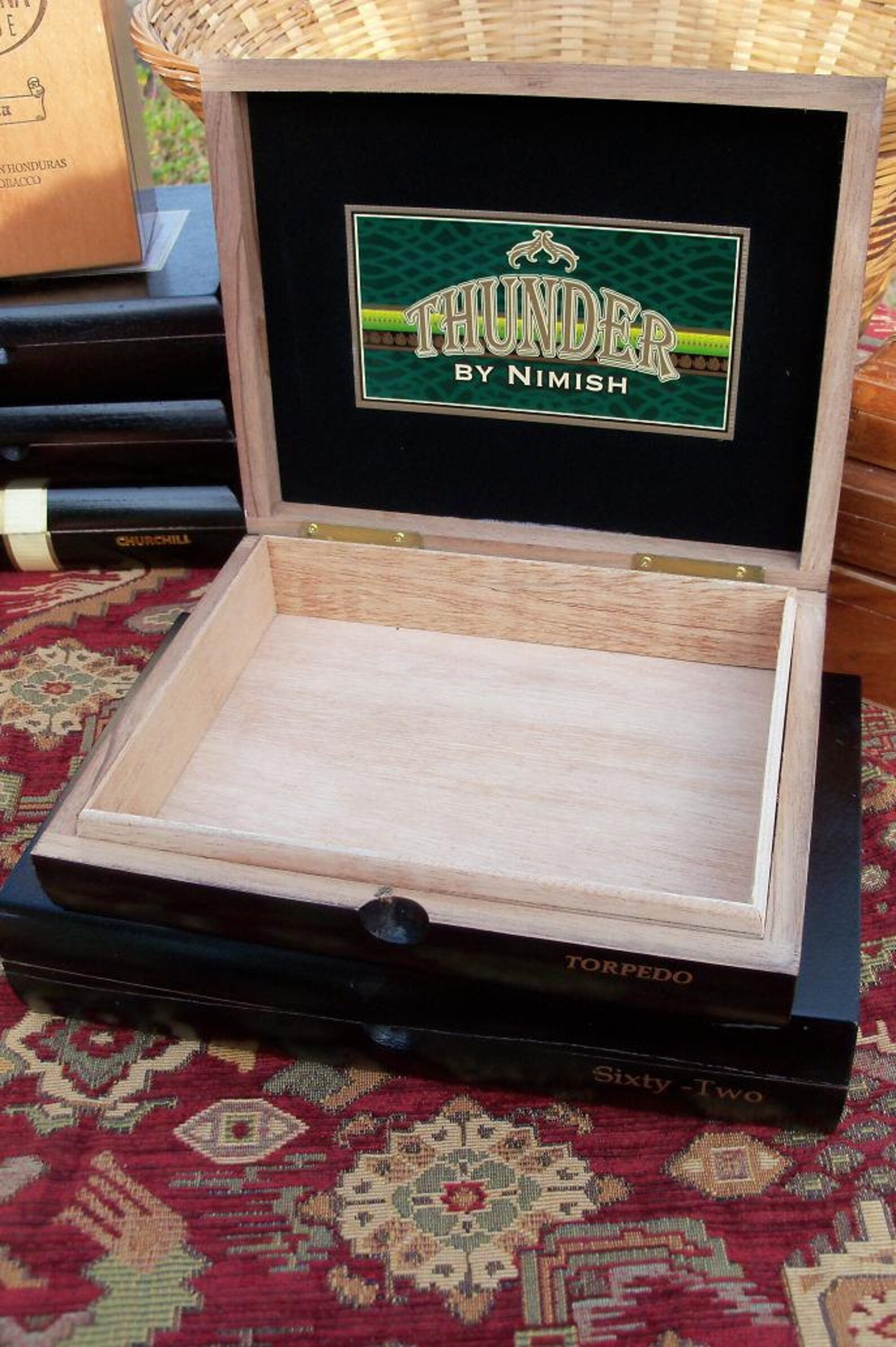 Cigar Box Black Laquer Wooden Chest Thunder Treasure Storage | Etsy