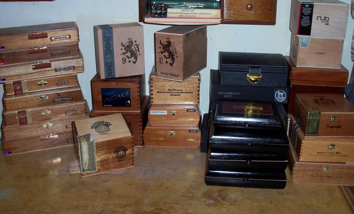 Cigar Box Wooden Slide Top Chest Rub Cigar Storage Decor Twenty in ...