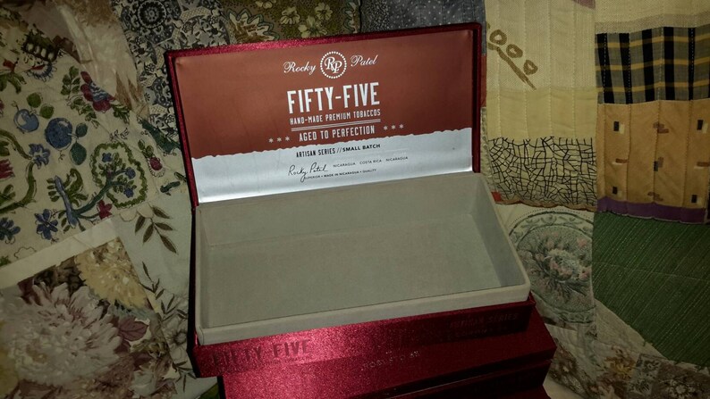 Cigar Box Red Satin Lined Chest Fifty Five Brand Lovers | Etsy