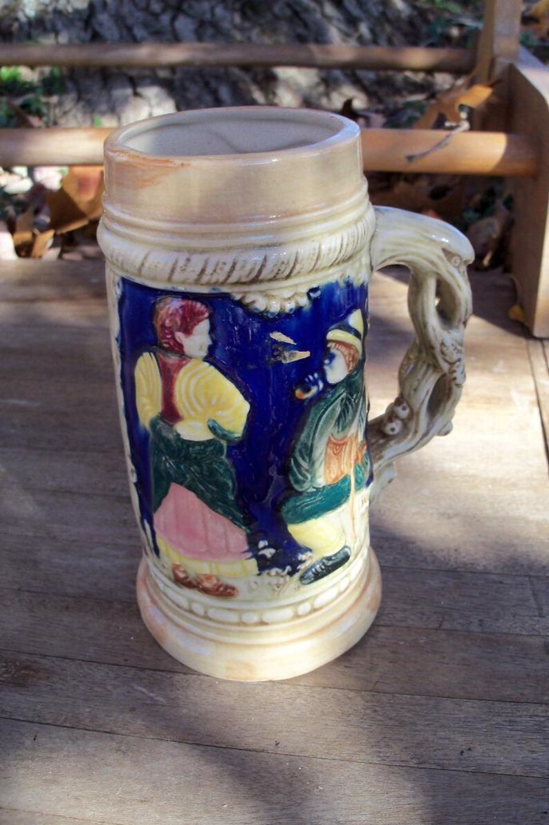 Mug Stein Mid Century German Motif Tree Branch Styled Handle | Etsy