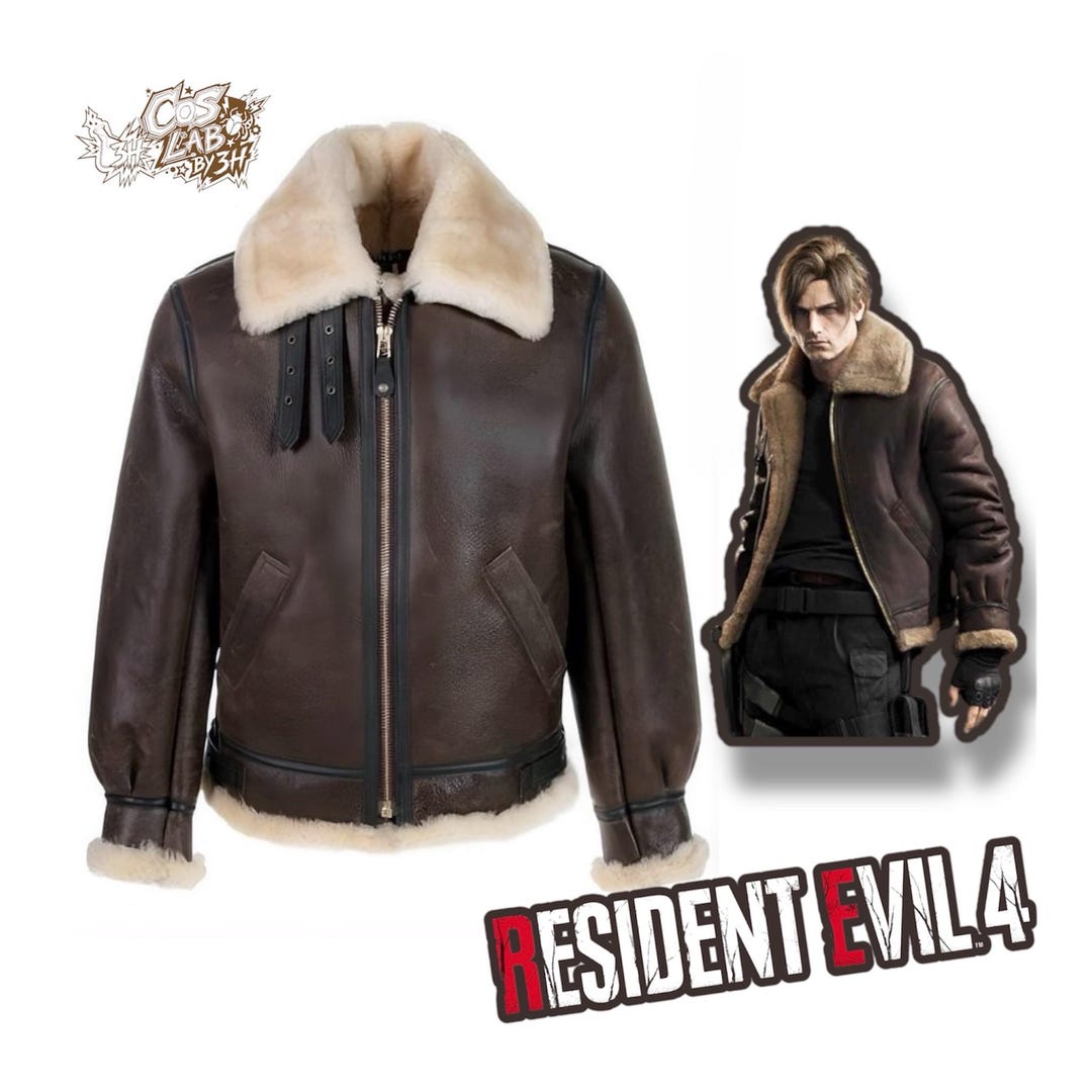 Leon S. Kennedy Lederjacke - Resident Evil RE4 Echtes Schaffellleder B3 ...