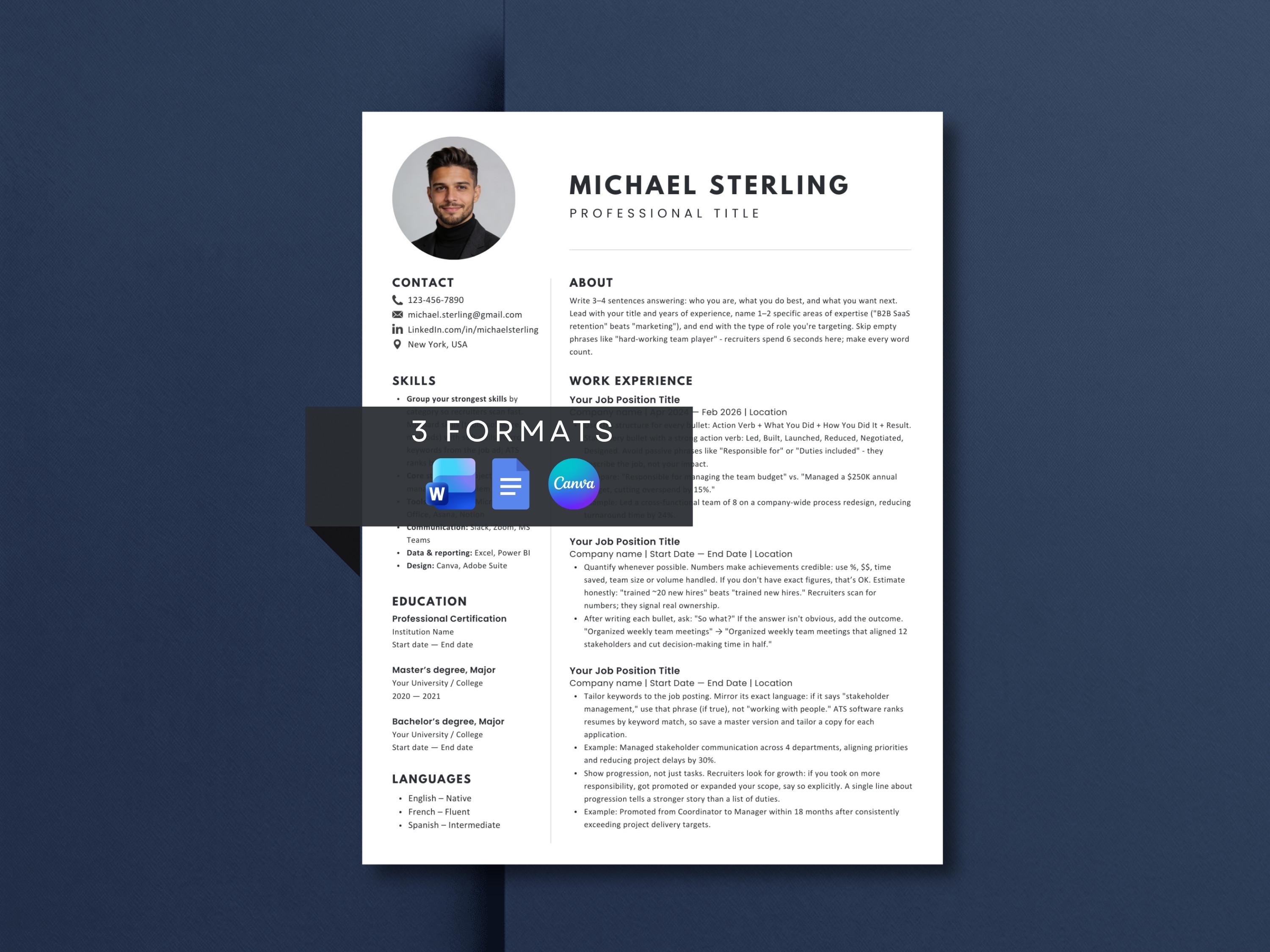 Executive Resume Template With Photo | Modern Leadership CV for ...
