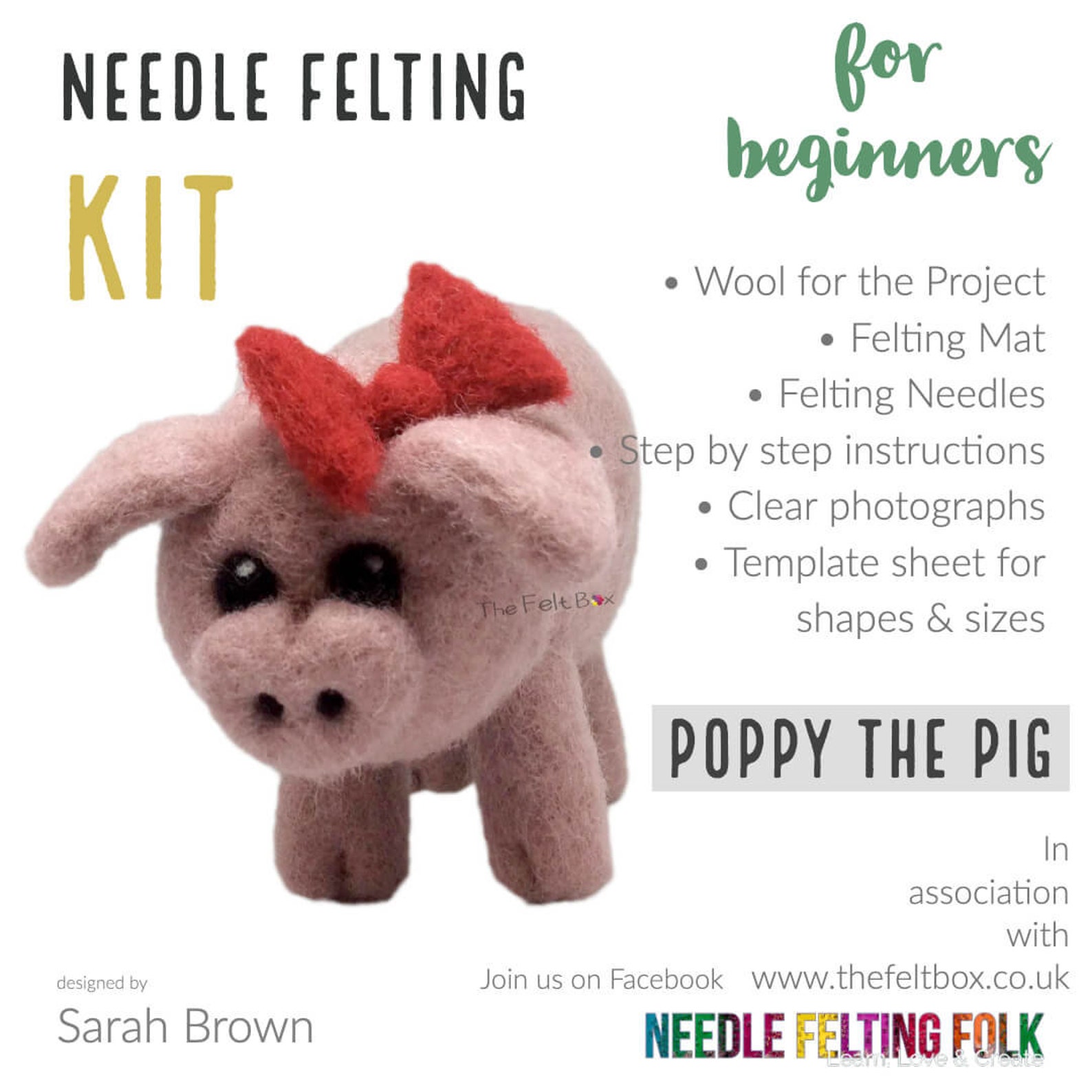 Poppy the Pig Kit, Make Your Own Poppy Pig. Needle Felting for ...