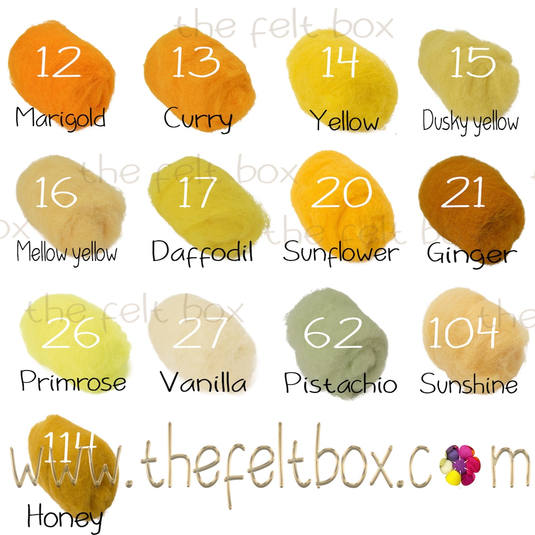 Yellow Needle Felting Wool, Embellishment Wool, Carded Wool for Felting ...