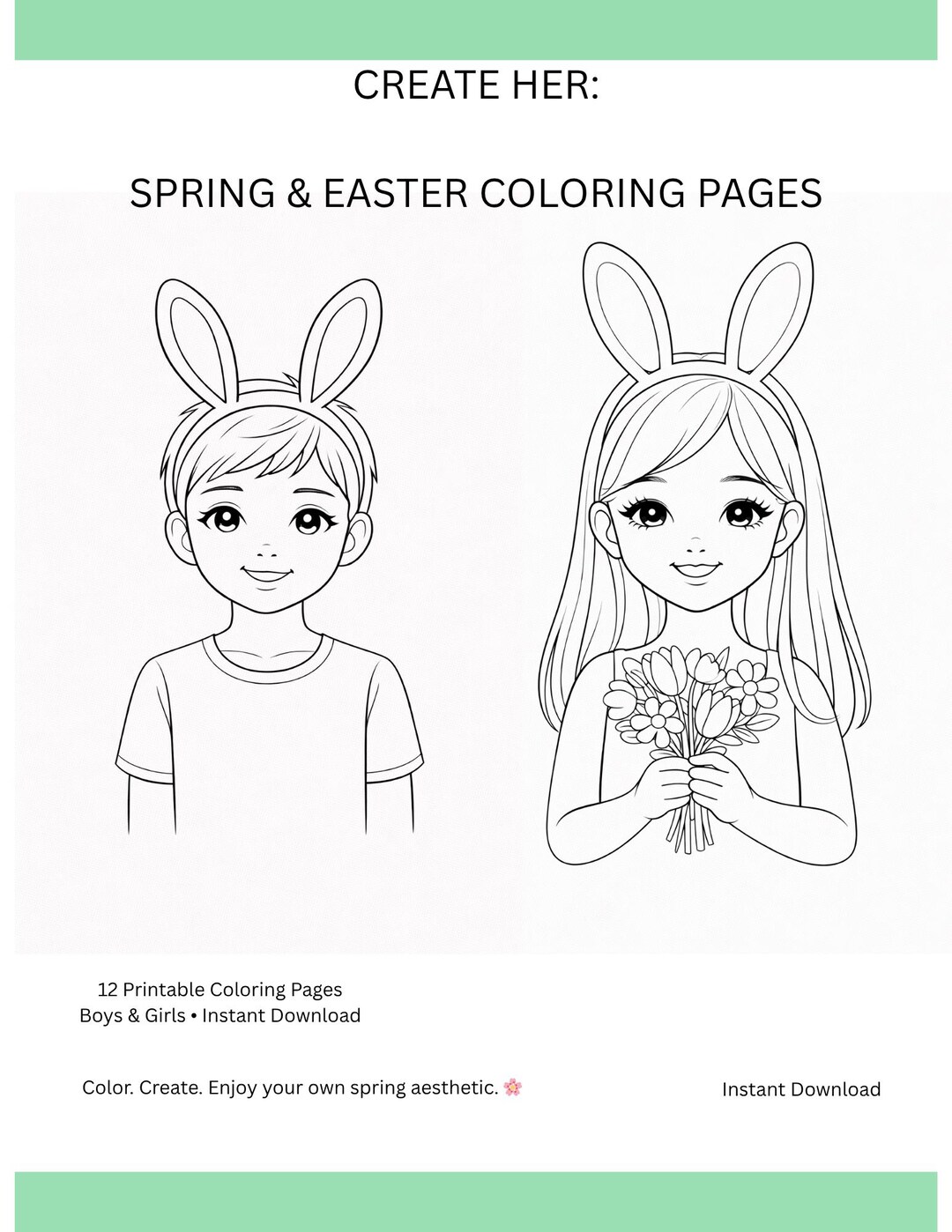 Spring Easter Coloring Pages for Kids | Bunny, Eggs, Boys Girls ...