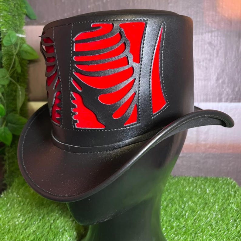 Leather Top Hat - Handmade Gothic Style Halloween Party Hat - Etsy