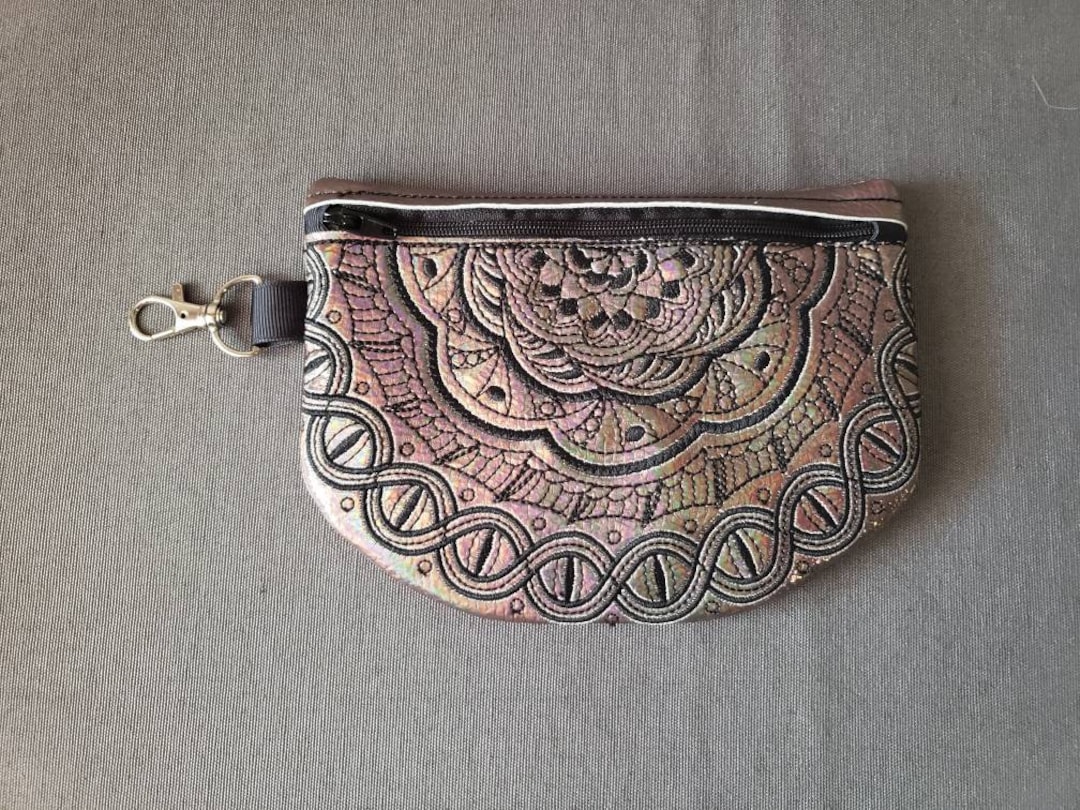 Fractal Design Zipper Pouch/makeup Bag gun Metal Gray Holofoil Vinyl ...