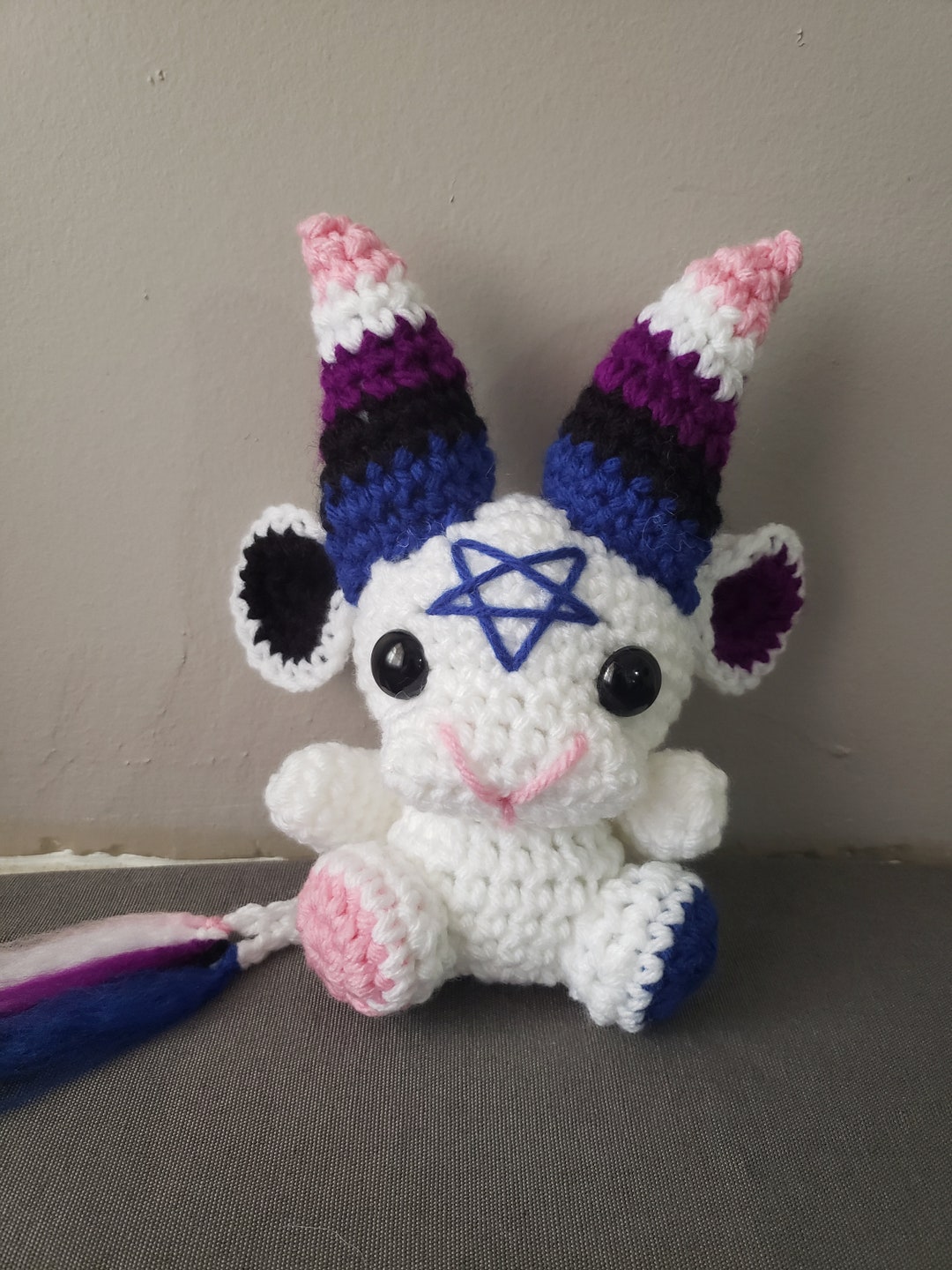 Mini Baby Baphomet Crocheted Plush genderfluid Pride White, Pink ...