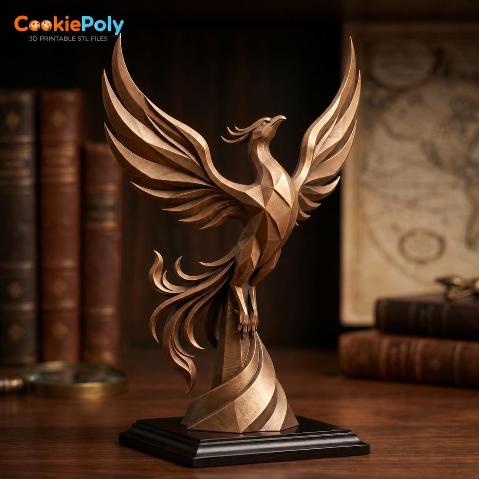 Geometric Phoenix Sculpture – Low Poly Fire Bird 3D Printing Model ...