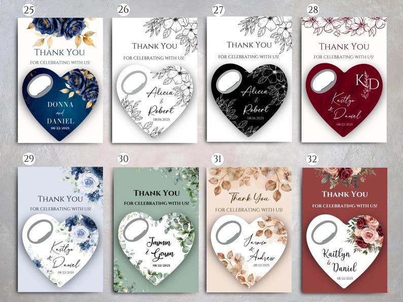 Personalized Heart Bottle Opener Magnet, Wedding Favor Keepsake Gift ...