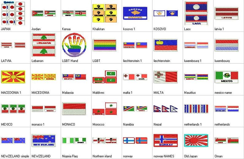 350+ Country Flags Machine Embroidery Designs Bundle Dst, Pes, Exp, Emb ...