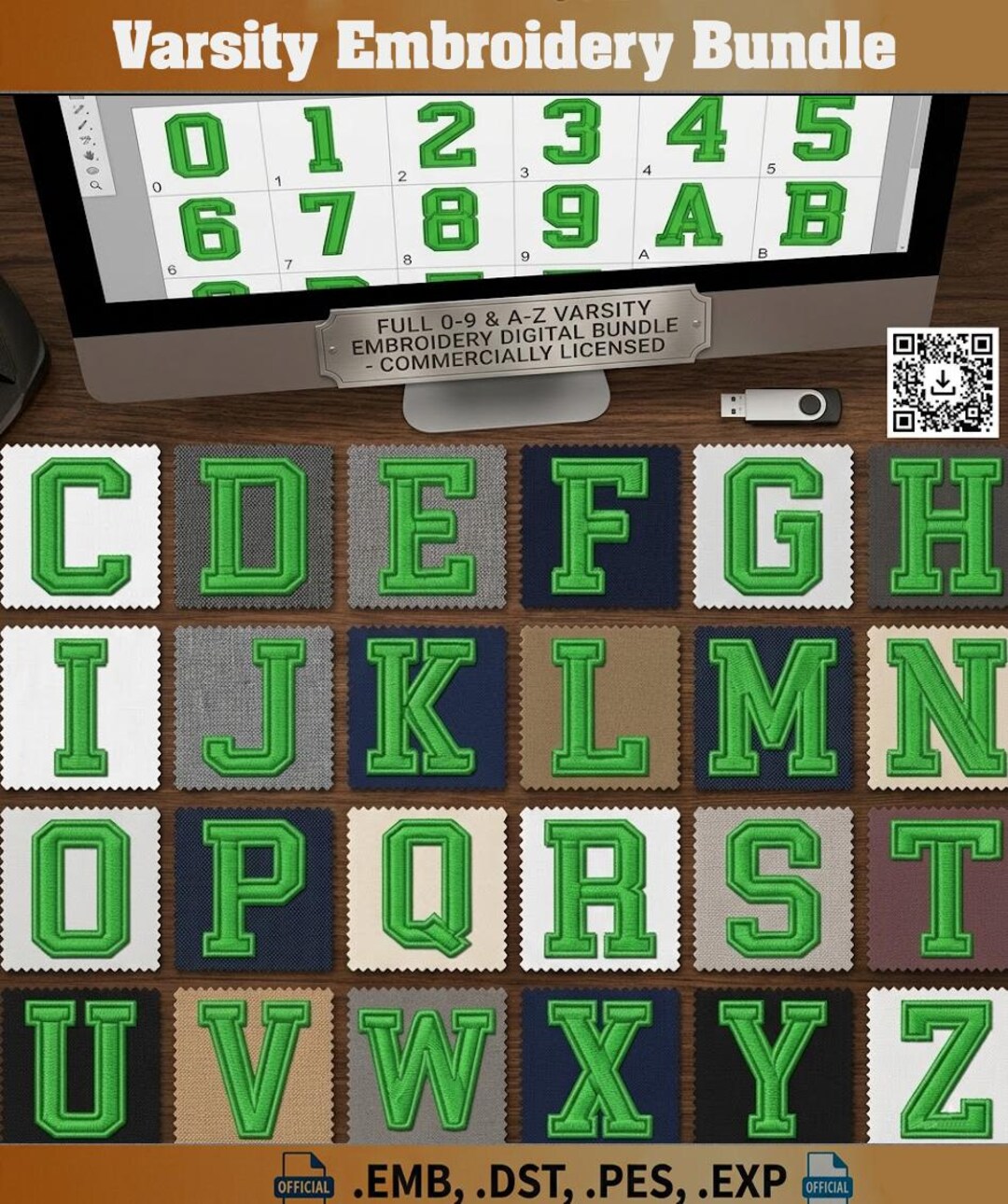 Varsity Embroidery Bundle – Full Alphabet, Numbers, Letters Hats | (dst ...