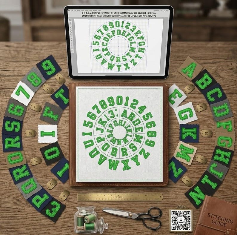 Varsity Embroidery Bundle – Full Alphabet, Numbers, Letters Hats | (dst ...