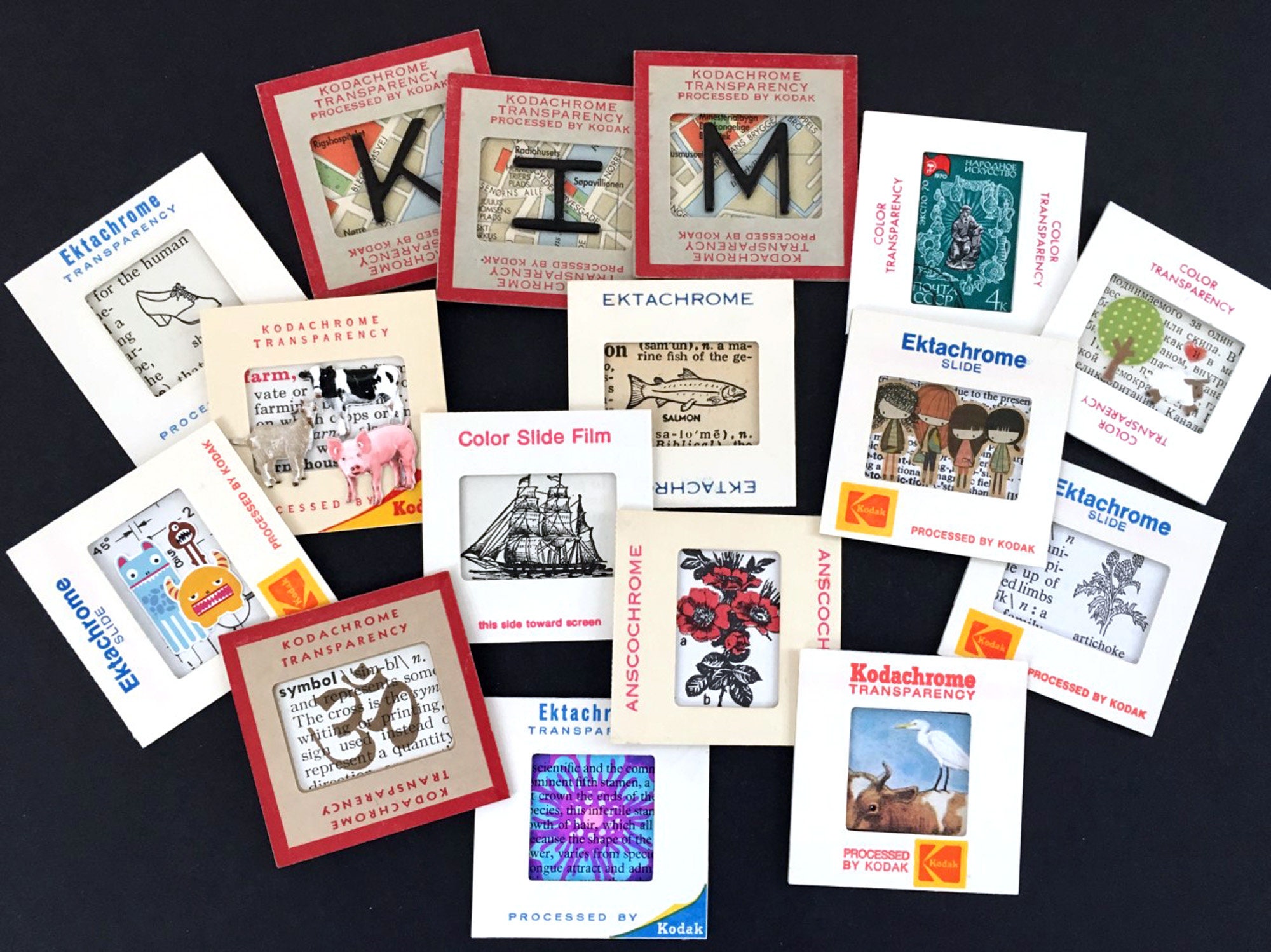 24 Vintage Cardboard Slide Mounts 1960's and 1970's for Collage Mixed ...