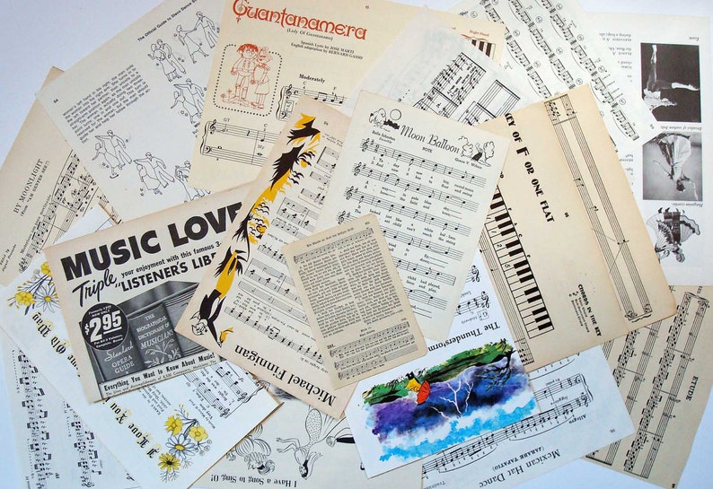 Petite Sheet Music Vintage Collage Assortment - Etsy