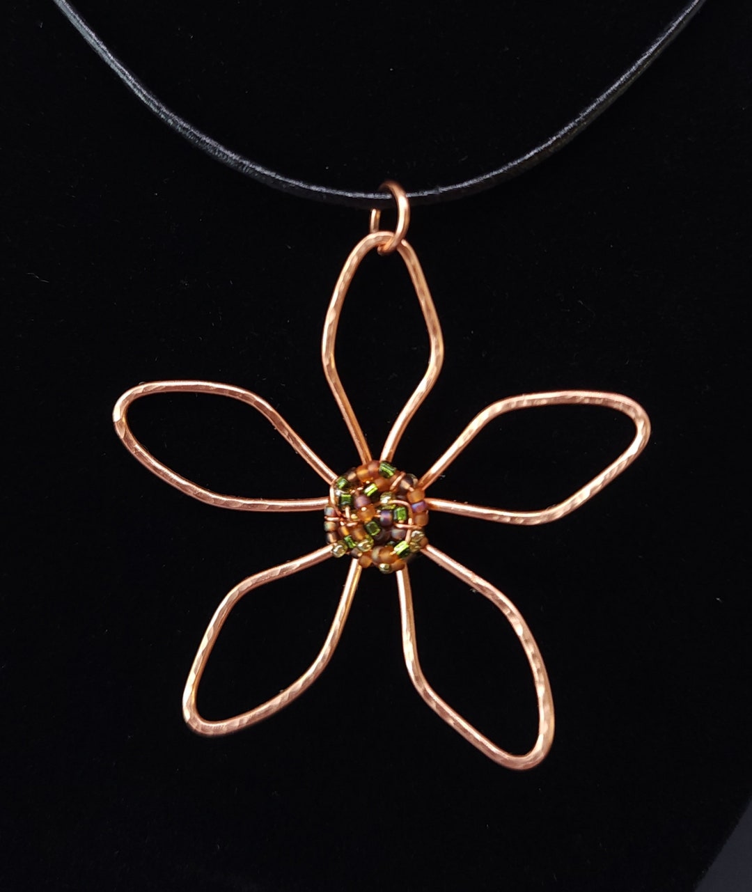 Handcrafted Bohemian Hammered Copper Flower Pendant Necklace - Nature ...