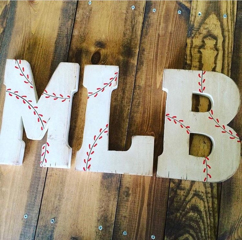Baseball Wall Decor Baseball Letter Personalized Baseball | Etsy