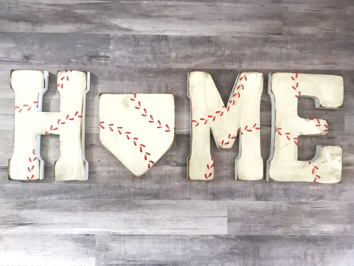 HOME Baseball Sign Hanging Sign Standing Letters Baseball | Etsy
