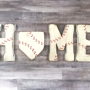 HOME Baseball Sign, Hanging Sign, Standing Letters, Baseball Letters ...