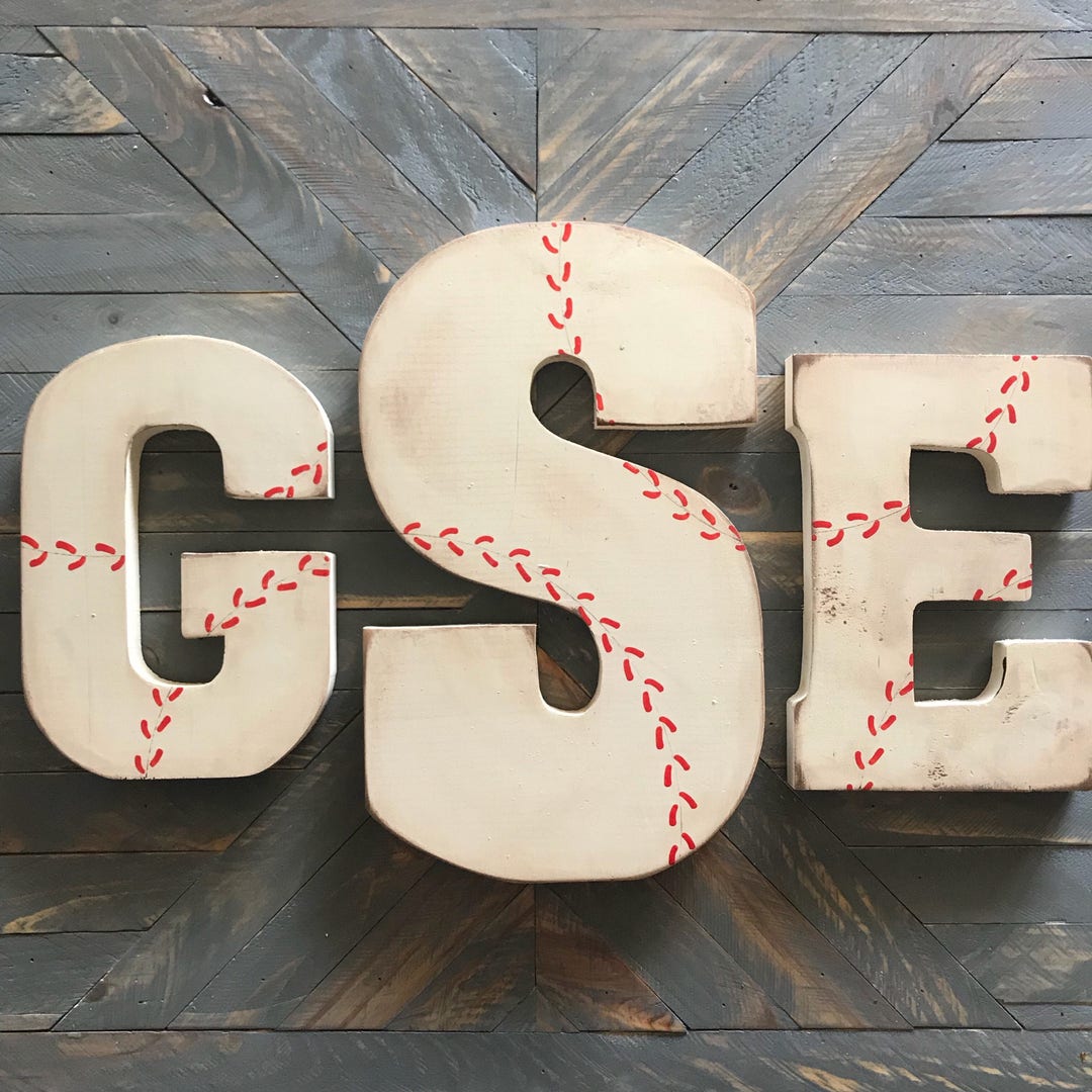 Baseball Wall Decor, Monogram Sign, Monogram Home,baseball Letter ...