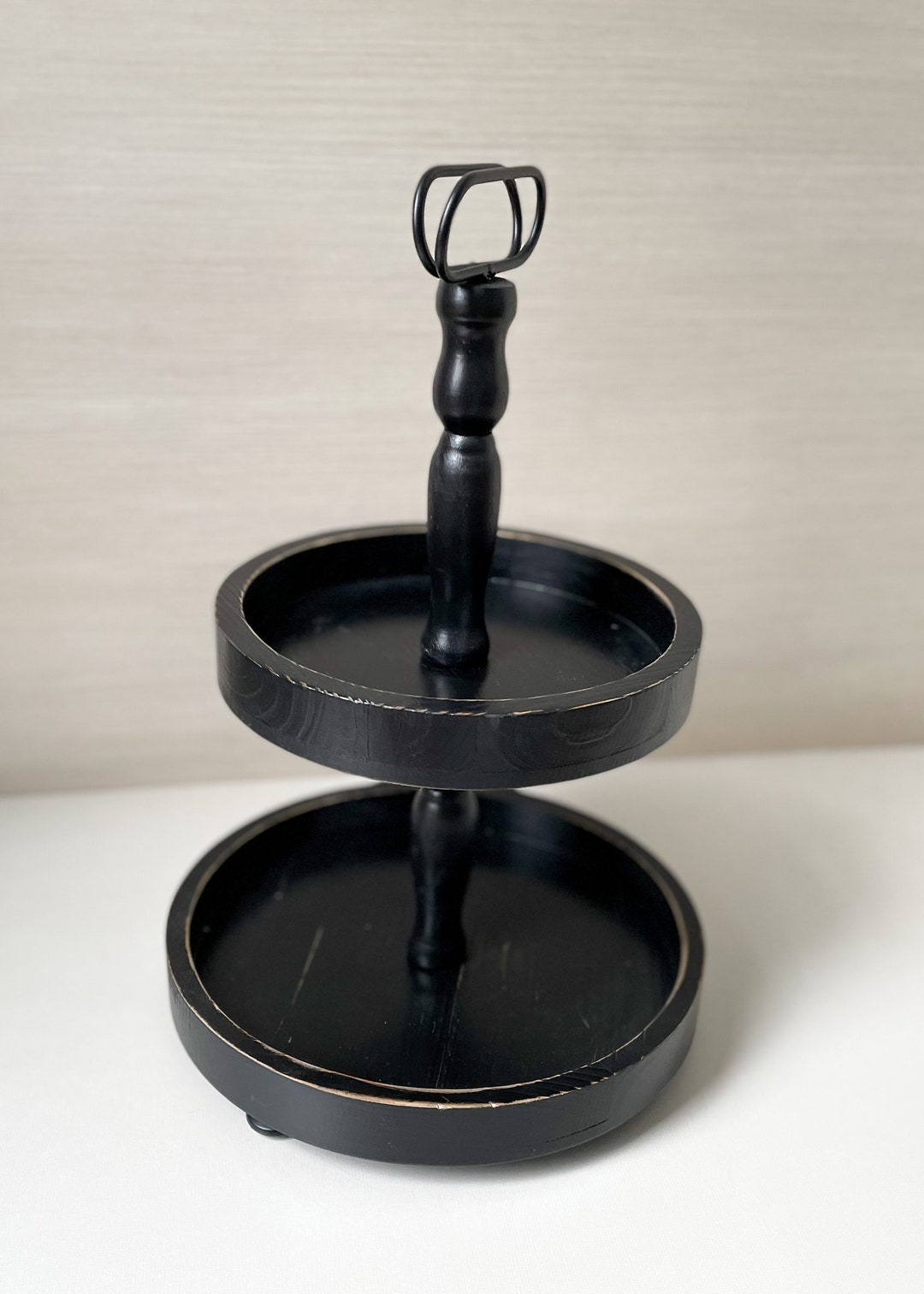 Two Tiered Round Tray Black - Etsy
