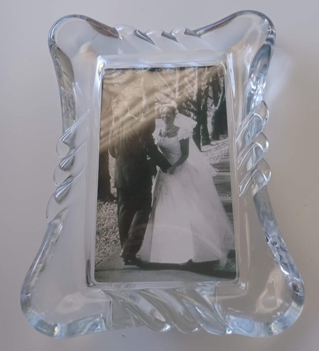 Mikasa TWIST Glass Picture Frame 3x5 Japan Clear Sculpted Wedding Photo ...