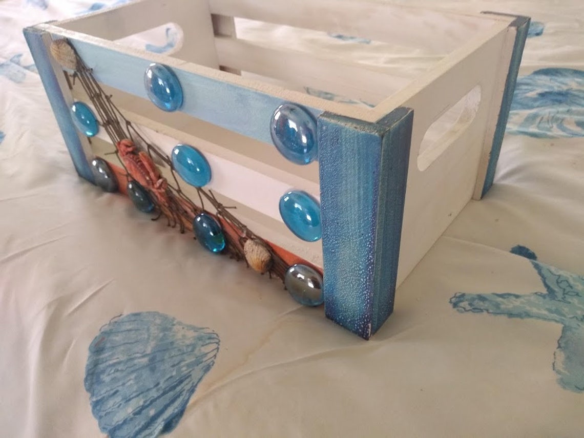 Small Wooden Crate Rustic Wood Crate Storage - Beach Decor Coastal ...