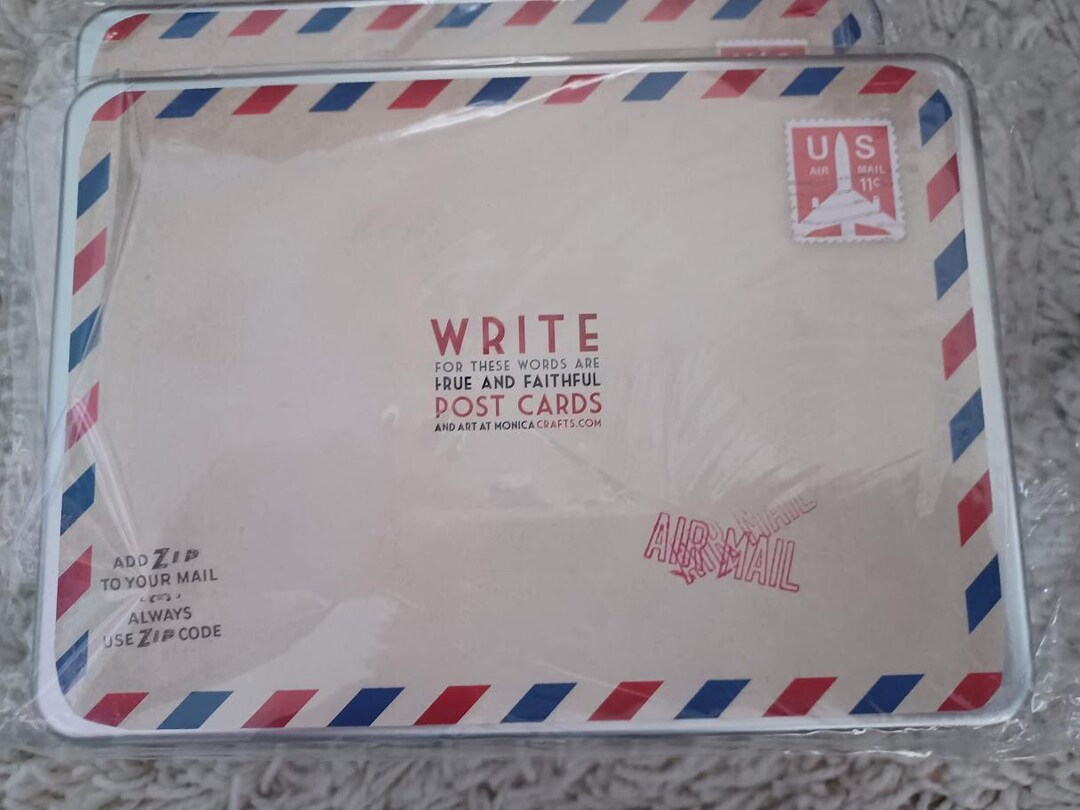 Write Vintage Style Postcards Airmail Design Metal Tin Set (6) - Etsy