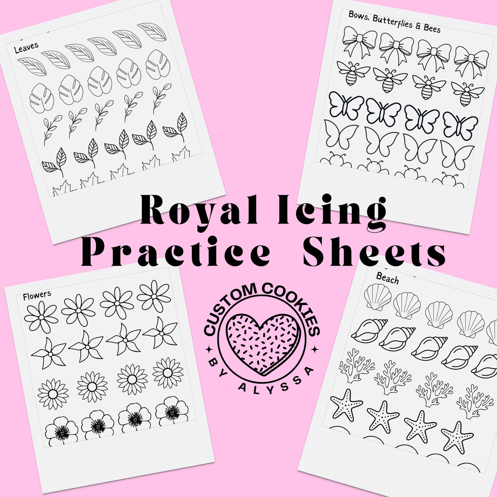 Royal Icing Practice Sheets ,printable Piping Practice for Beginners ...