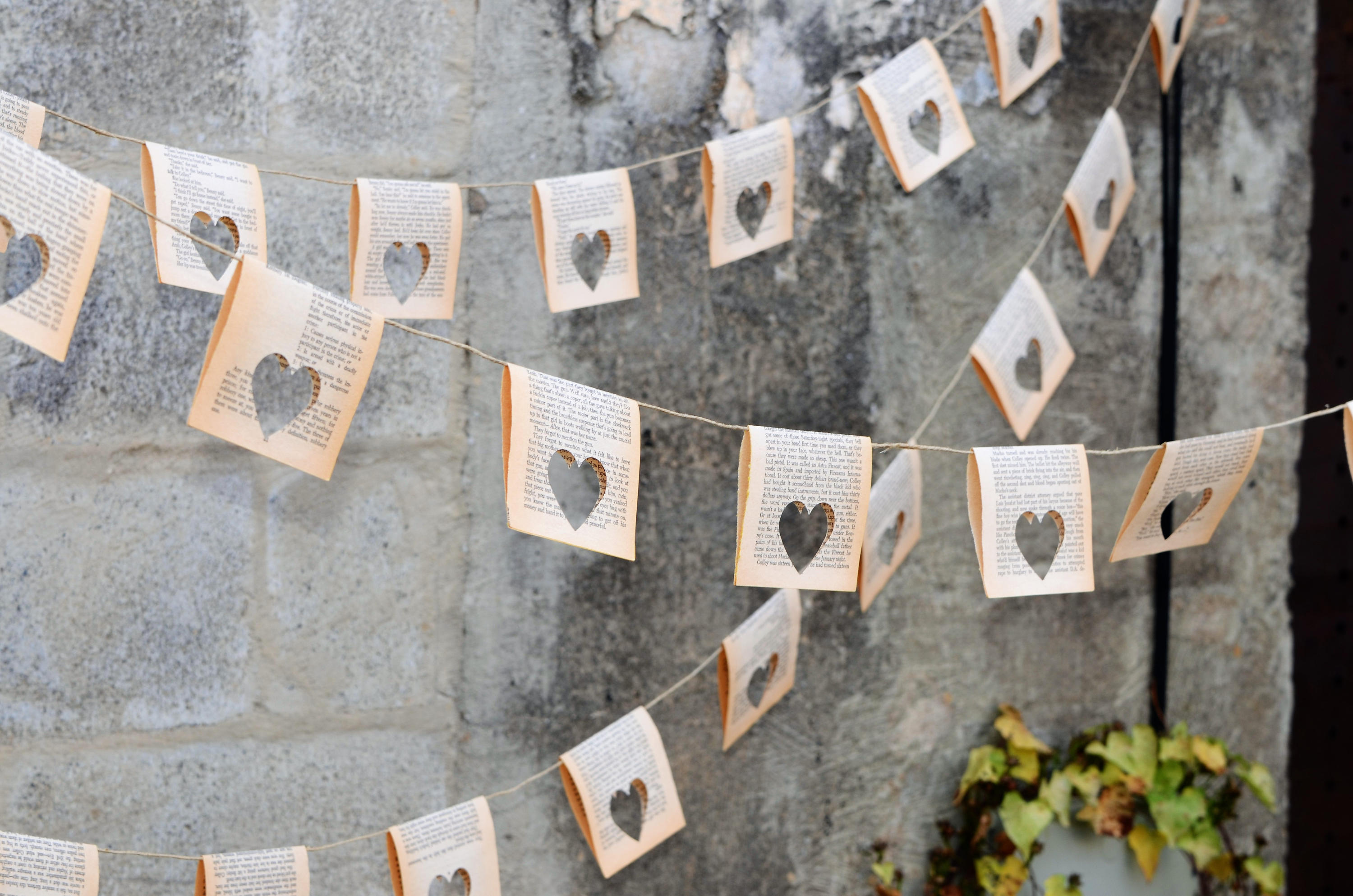 Heart garland romantic wedding decoration rustic sweetheart | Etsy