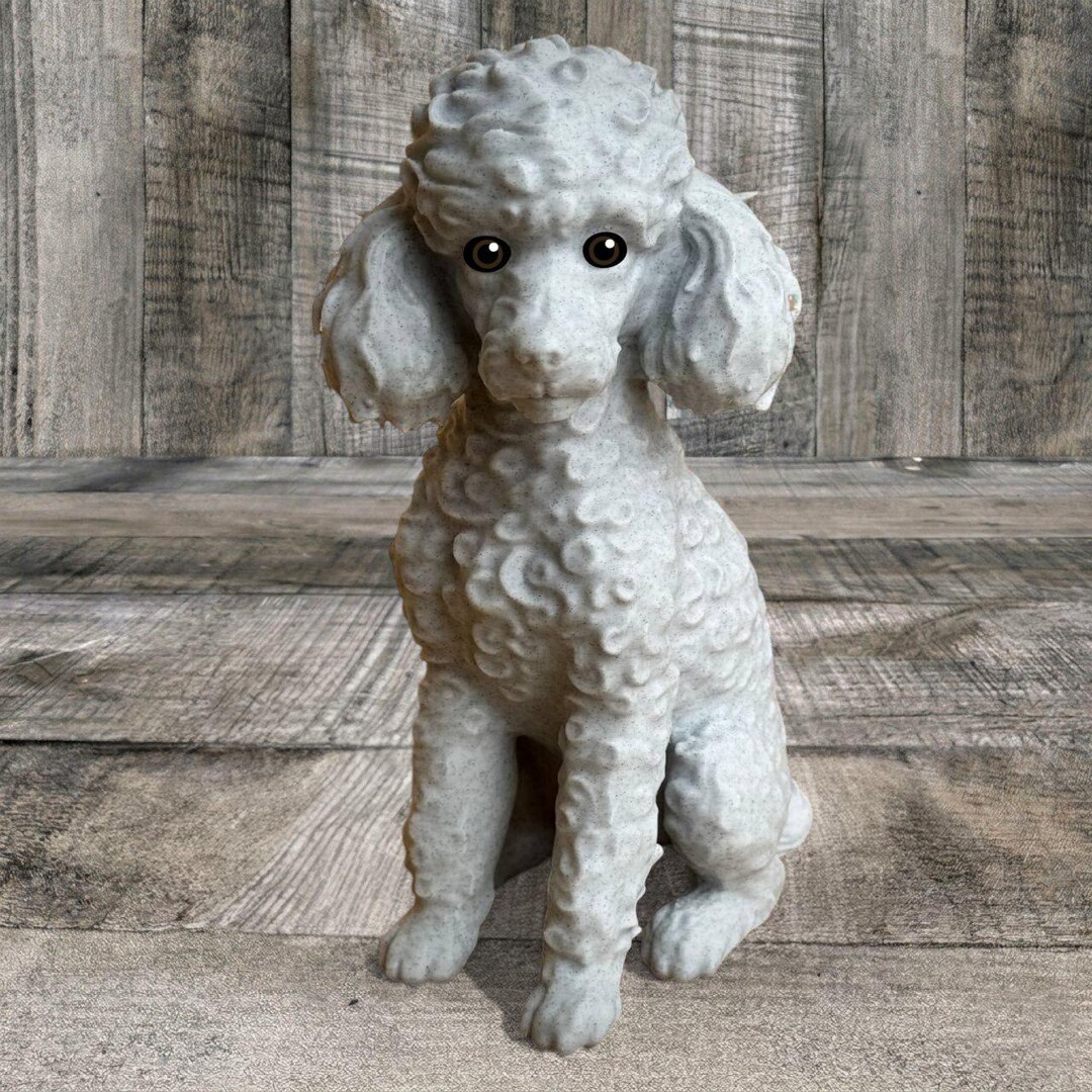 Concrete Poodle Puppy Statue Realistic Dog Figurine Stone Garden Animal ...