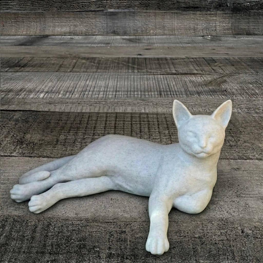 Concrete Realistic Siamese Cat Garden Statue Outdoor Lawn Accent Lying ...