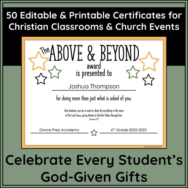Christian Character Awards - Etsy