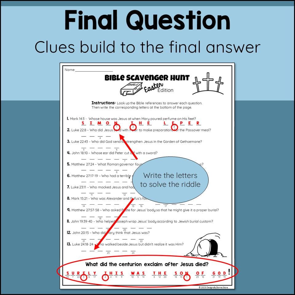 Easter Bible Scavenger Hunt | Jesus Resurrection Game | Scripture ...