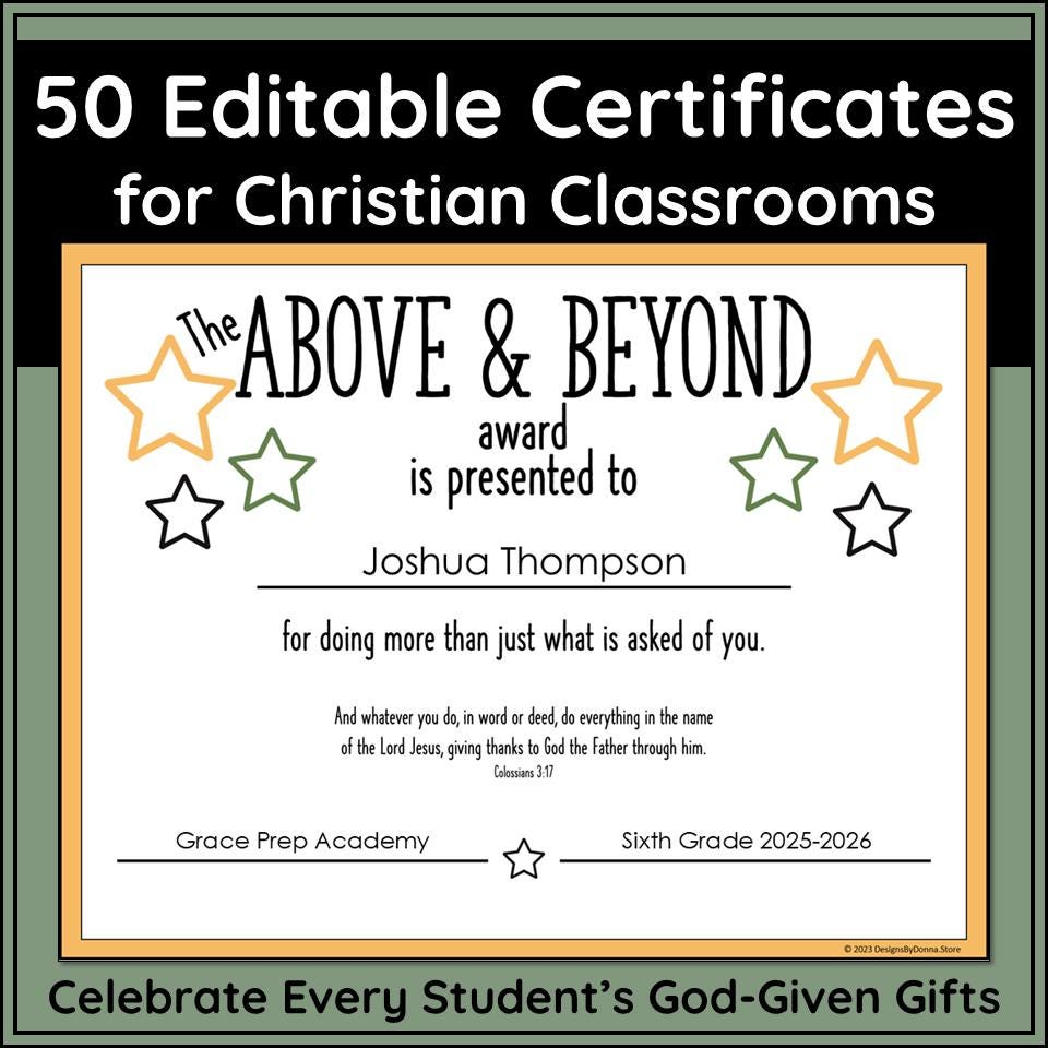 Christian Character Awards With Bible Verses | Editable Student ...