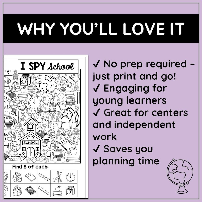 School I Spy Printable, Classroom Game, Early Finisher Activity (PDF ...
