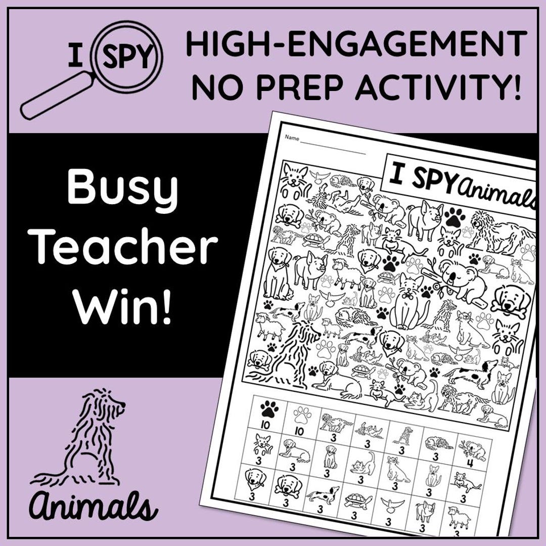 Animal I Spy Printable Puzzle | Early Finisher Activity | Classroom ...