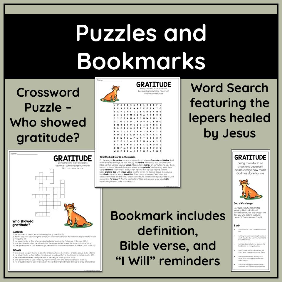 Gratitude Bible Lesson Activities | Christian Character Trait Packet ...