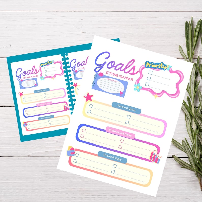 Goal Setting Planner, Personal Professional Financial Goals, Undated ...