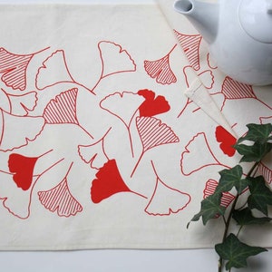 Ginkgo Leaves Placemats Set of 6 Ecru Cotton Fabric | Etsy