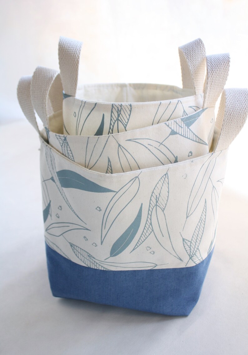 Fabric Buckets With Handles Cotton Fabric Basket 3 - Etsy