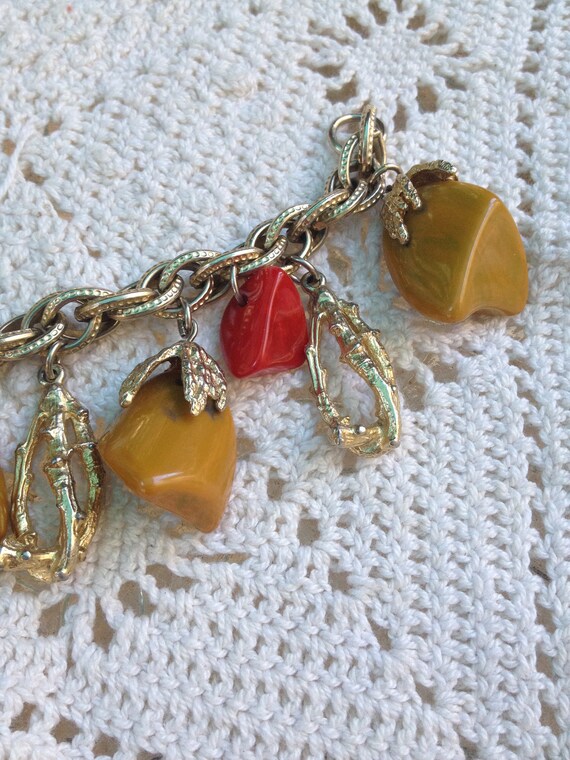 Vintage 40s Bakelite Charm Brecelet Red Green Yellow … - Gem