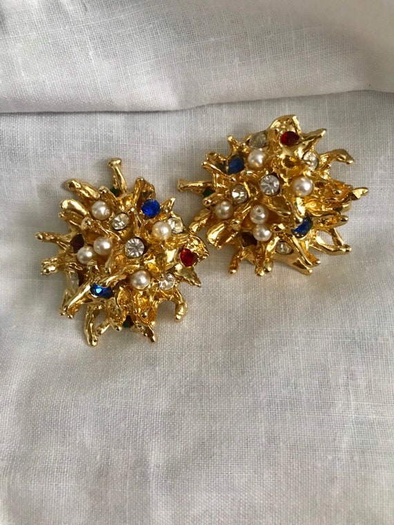 Vintage Glamorous Over the Top Gold Bejeweled Cluster… - Gem