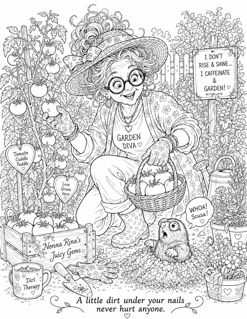 Funny Grandma Coloring Book PDF, Nonna Rina’s Cozy Chaos, 50 Printable ...