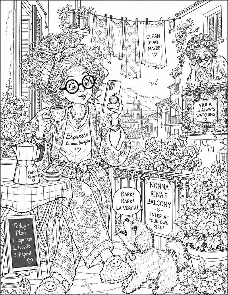 Funny Grandma Coloring Book PDF, Nonna Rina’s Cozy Chaos, 50 Printable ...