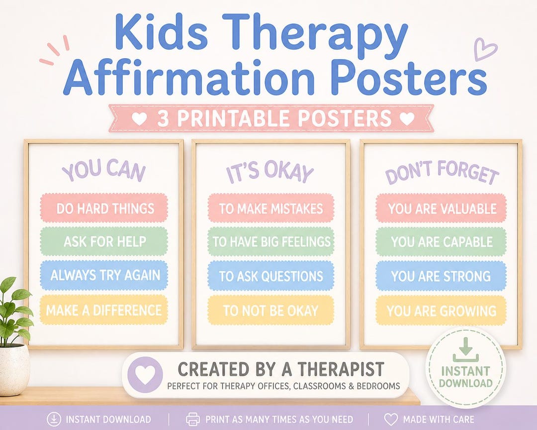 Kids Therapy Affirmation Posters | Positive Wall Art (digital Download ...