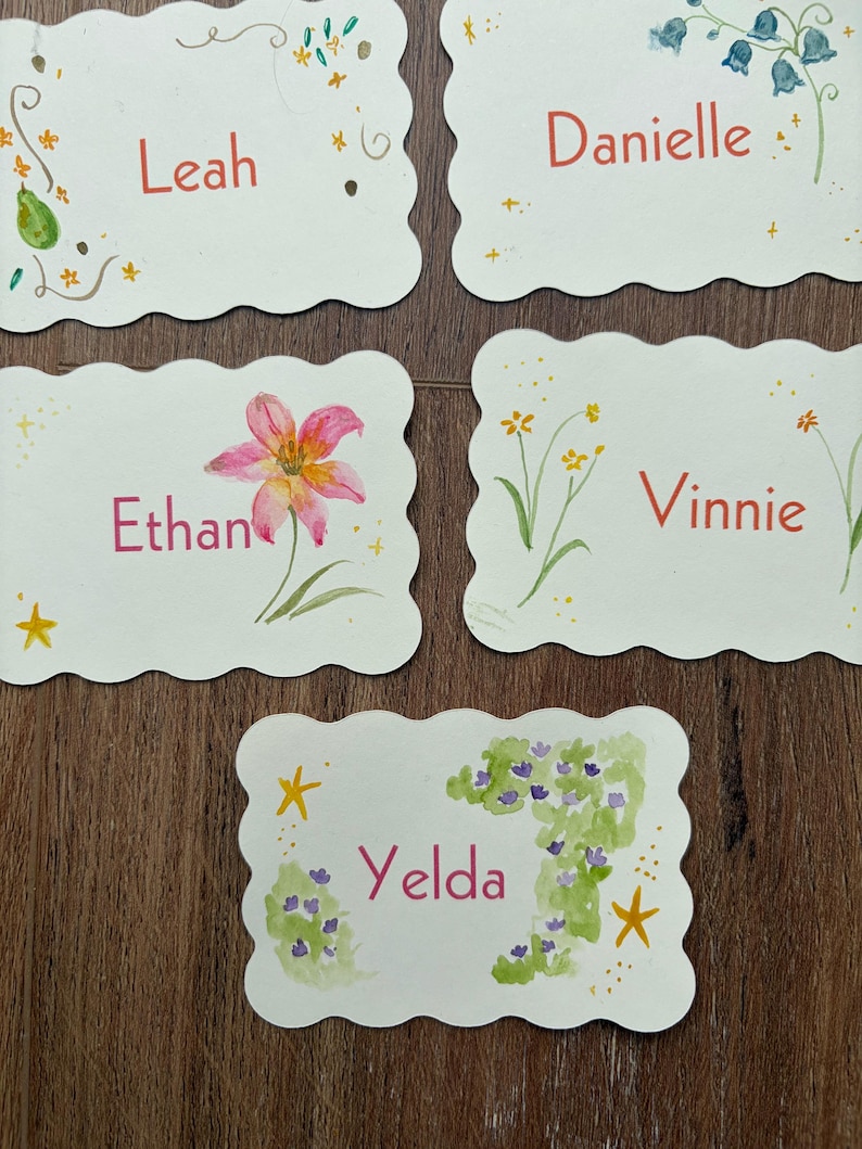 Whimsical Bespoke Hand Painted Name Cards - Etsy