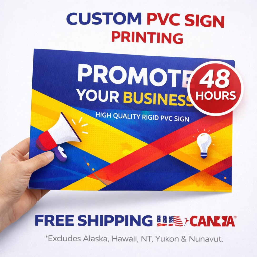 Custom Rigid PVC Sign Printing | Business Indoor Outdoor Sign (48 Hour ...