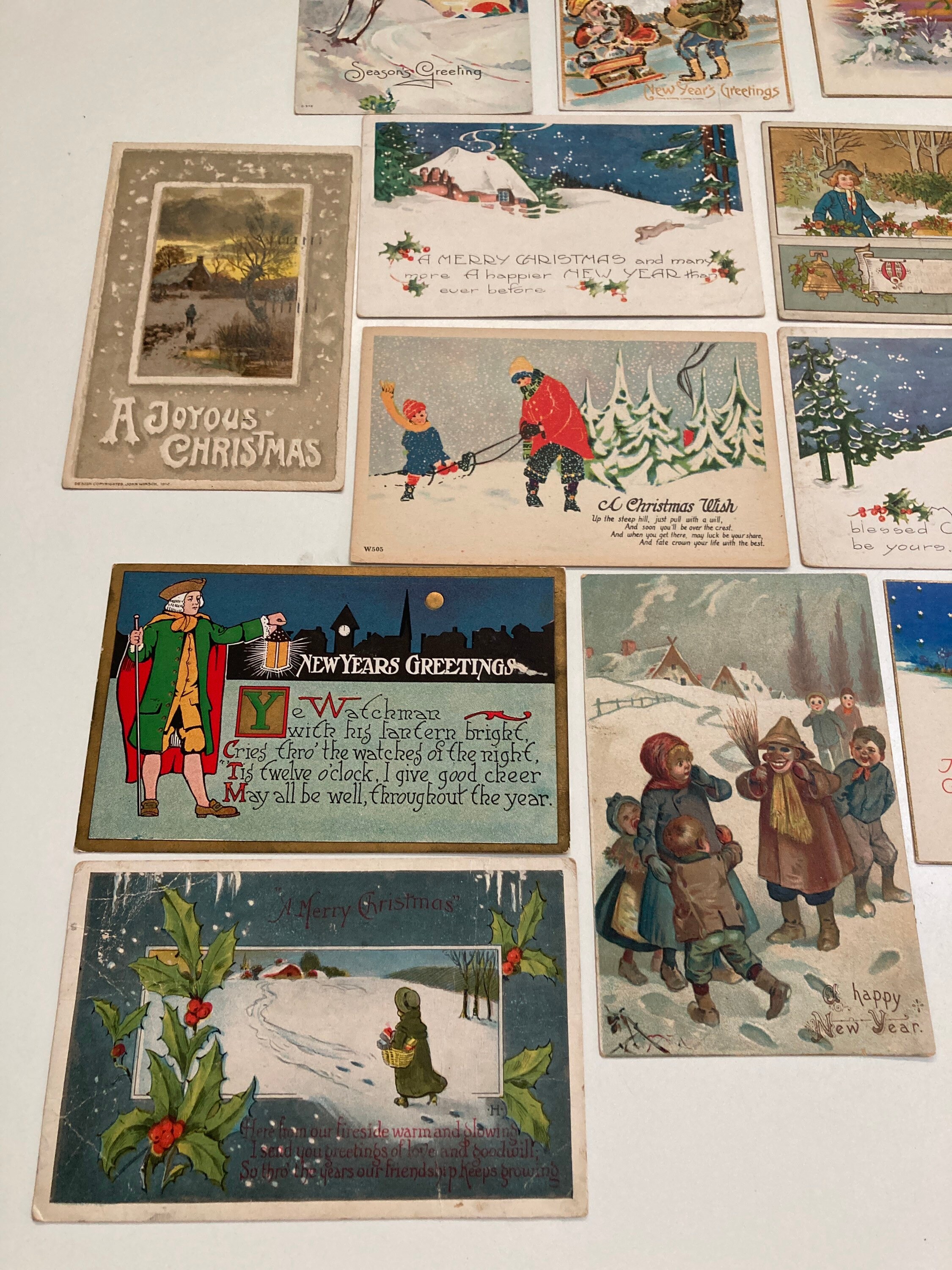 12 Antique Postcards 1910s-1930s New Years Christmas Snow | Etsy