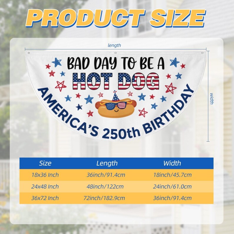 Bad Day to Be A Hot Dog Bunting Flag Funny America 250th Birthday Decor ...